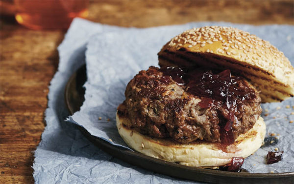 Blue Cheese Burgers Topped with Tropea Onion Jam · Faith Middleton's ...